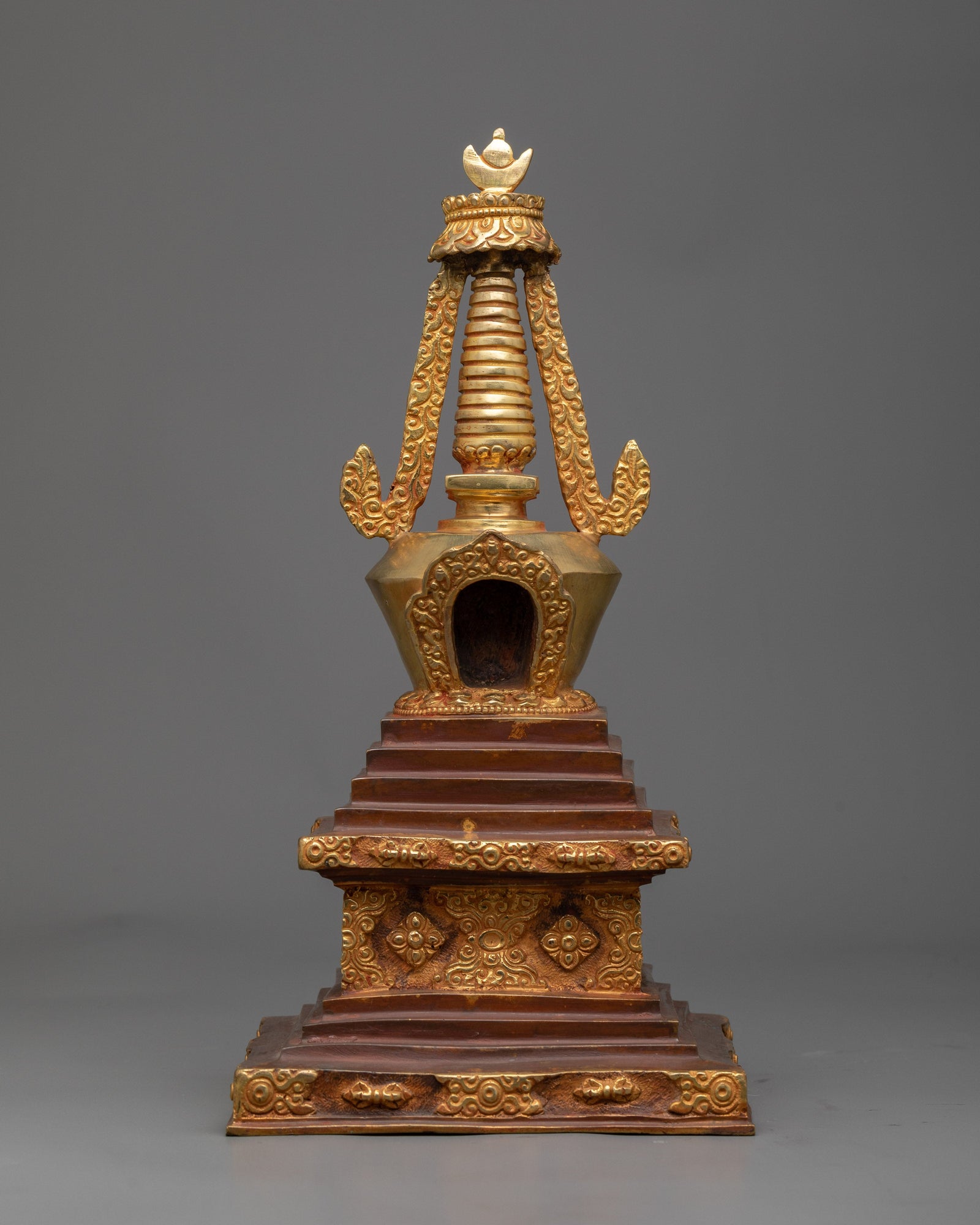 Copper Stupa Statue | Traditional Handcrafted Spiritual Decor