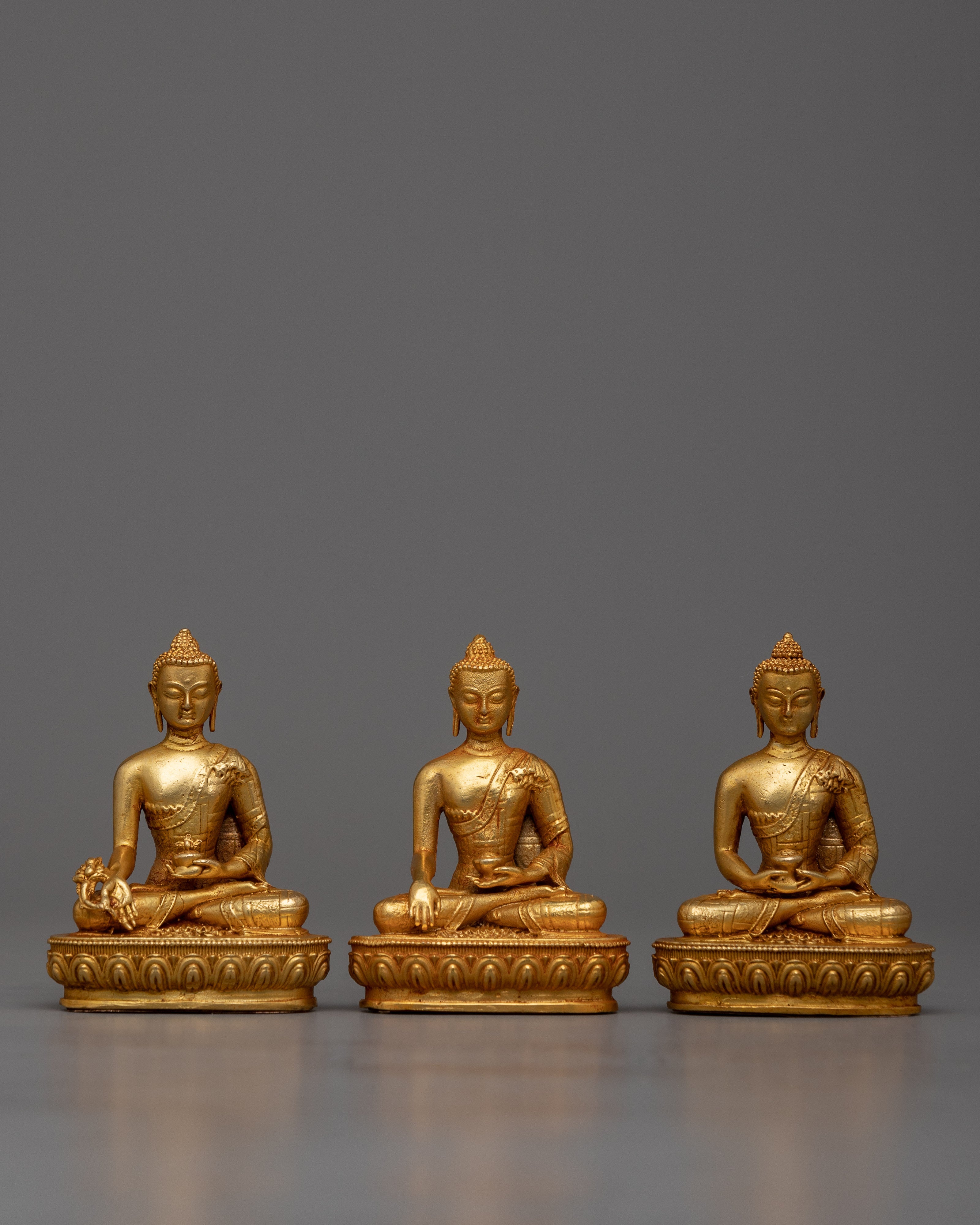 Machine Made Three Buddha Set Statue | Modern Take on Traditional Spir
