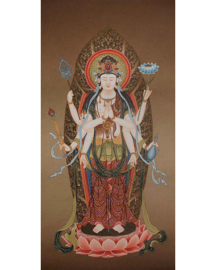 Unique Thangka of the Eight Armed Avalokiteshvara | Japanese Deity ...