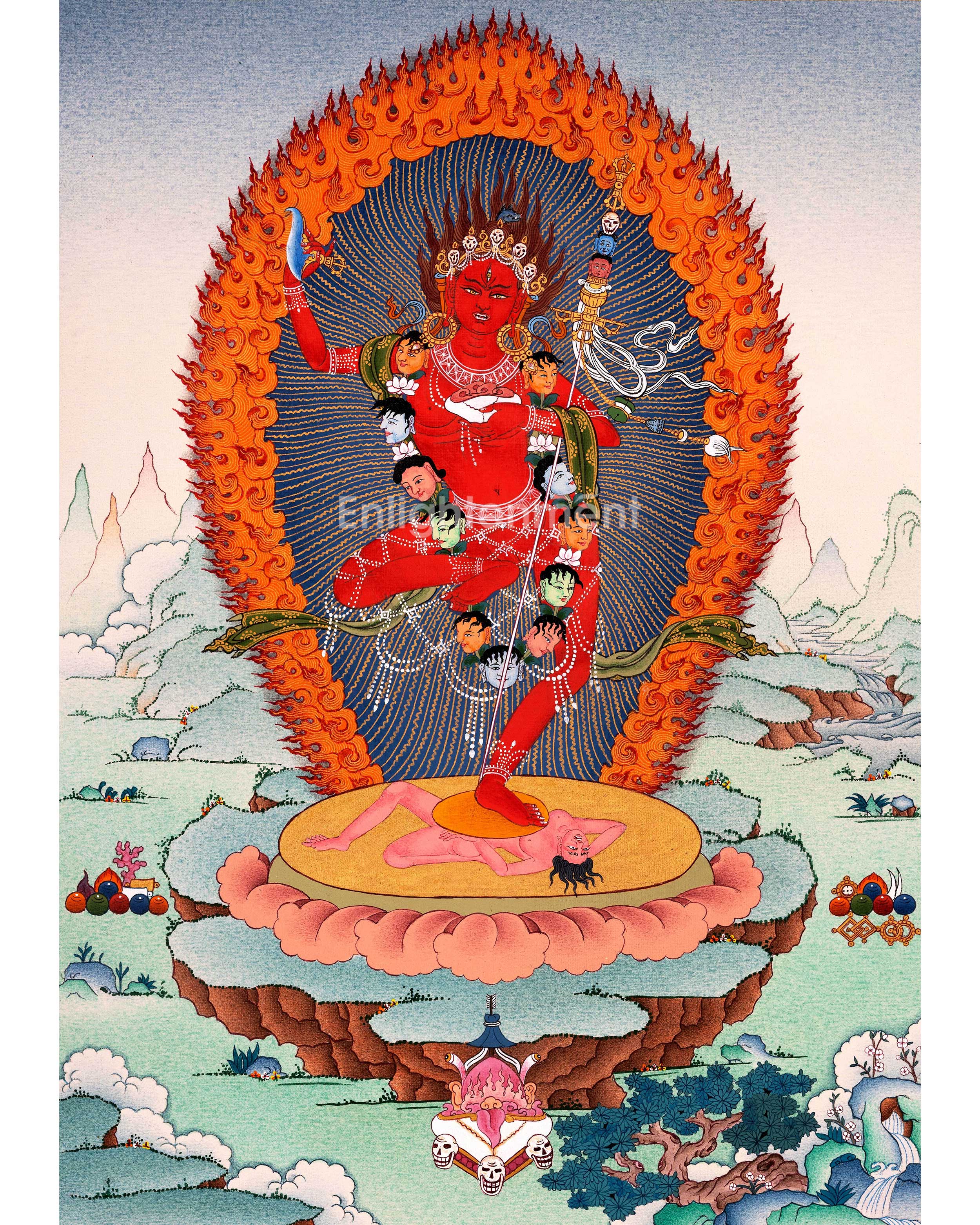 Vajravarahi Mantra Practice Thangka On Cotton Canvas | Traditional Him