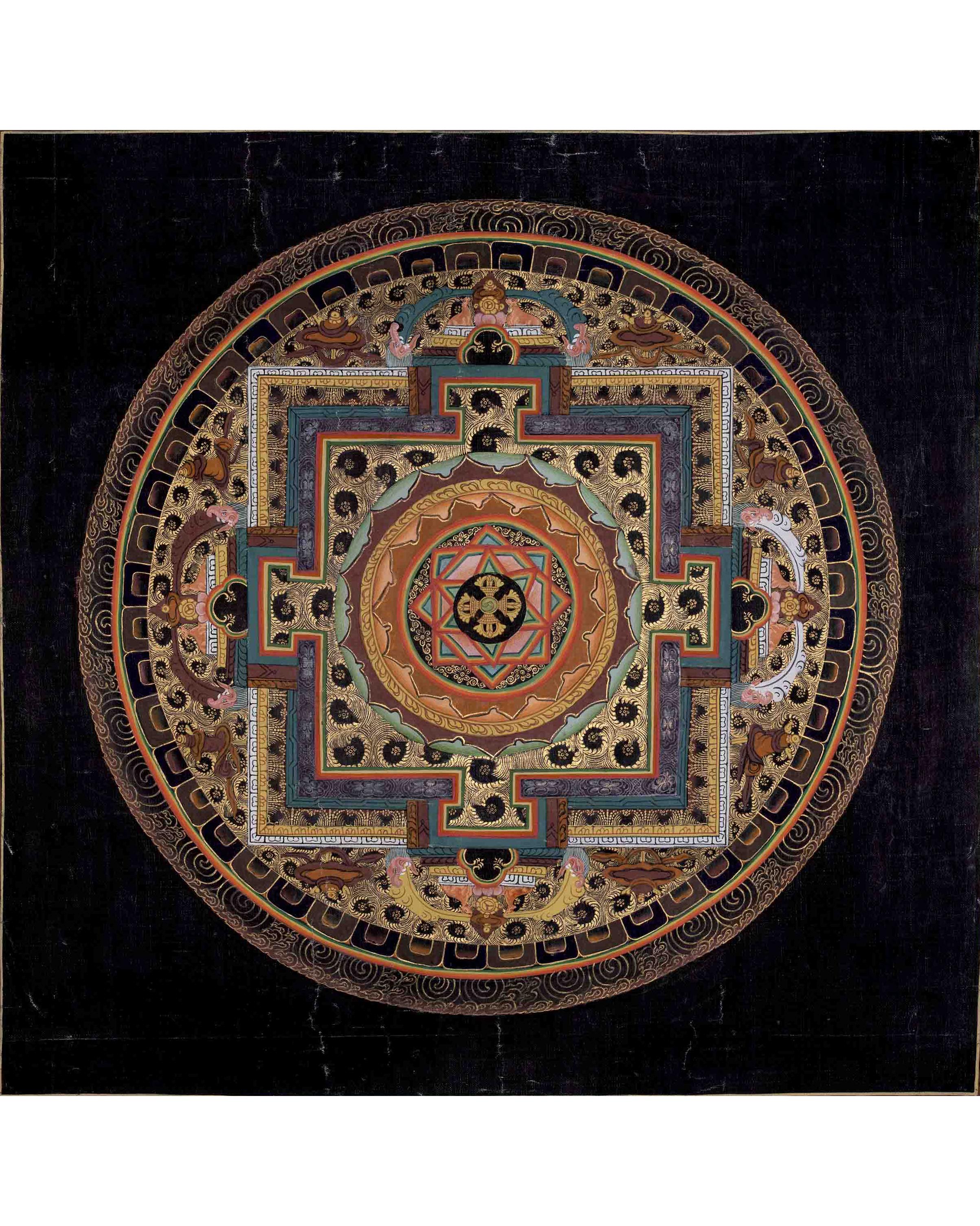 Hand Painted Double Dorje Mandala Thangka | Tibetan Buddhist Art