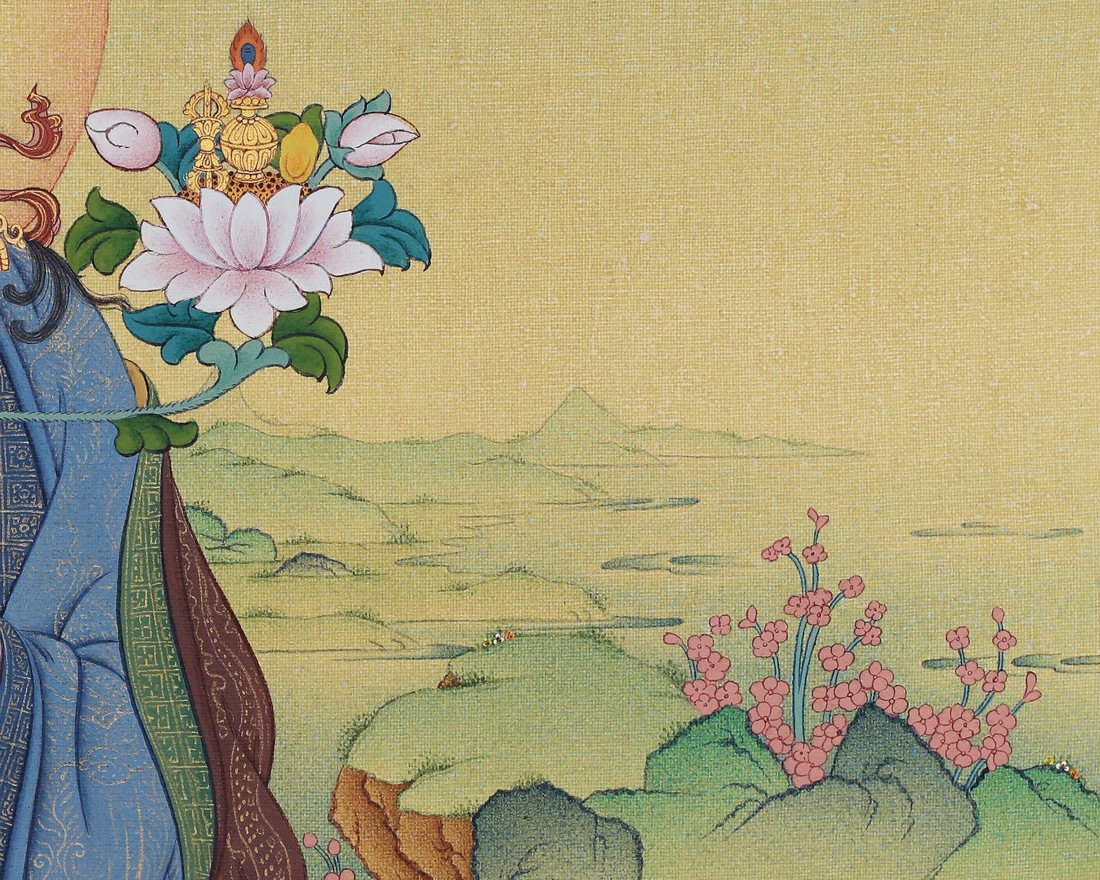 Yuthok Thangka Print | Tibetan Buddhist Master Art includes brocade