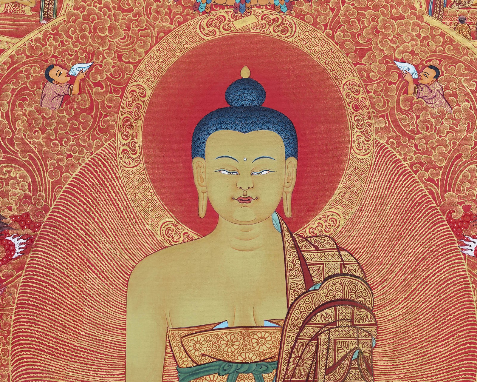 12 Deeds of Shakyamuni Buddha | Thangka | Buddha Thangka Print