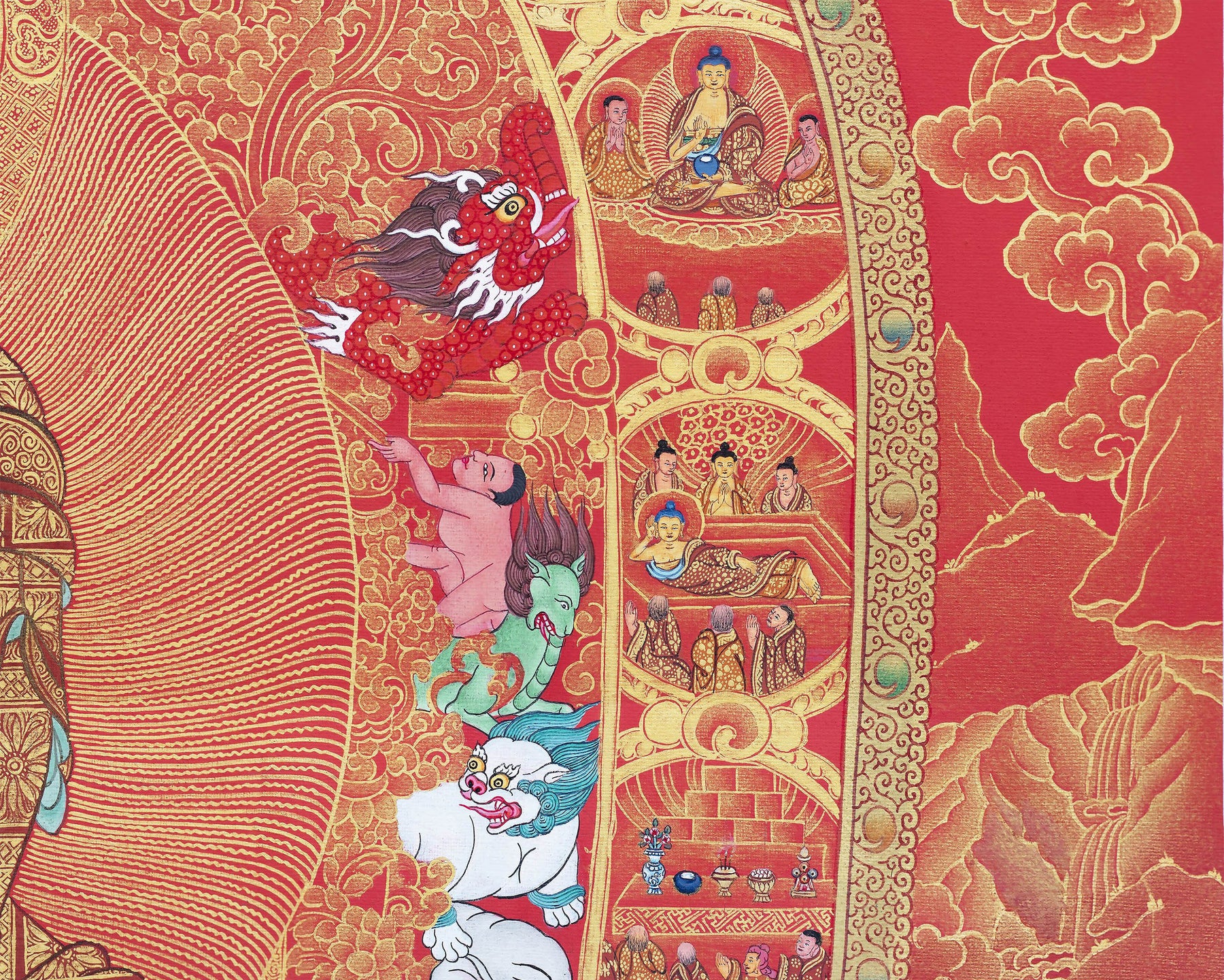12 Deeds of Shakyamuni Buddha | Thangka | Buddha Thangka Print
