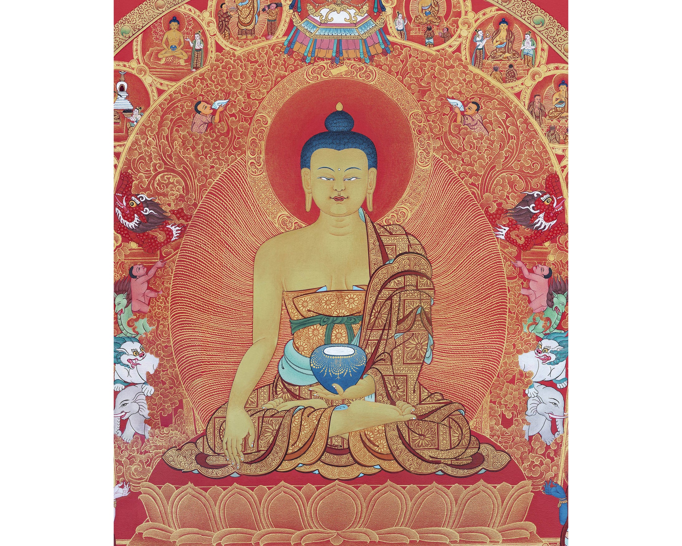 12 Deeds of Shakyamuni Buddha | Thangka | Buddha Thangka Print ...