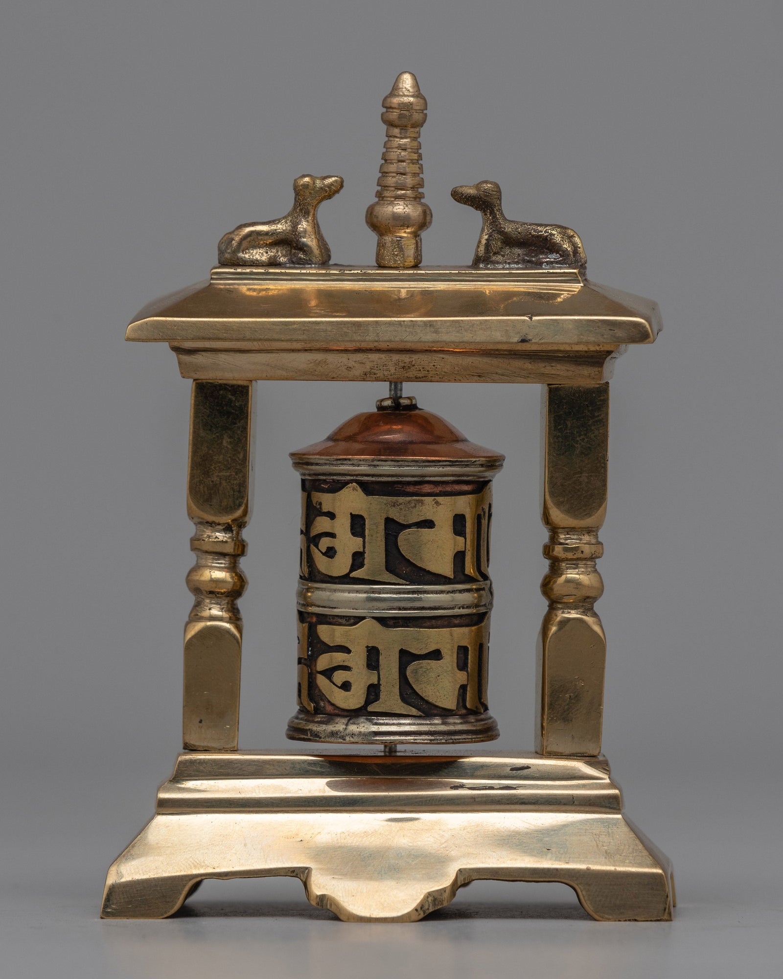 Brass Small Buddhist Prayer Wheel With Frame | Bring Blessings and Pos